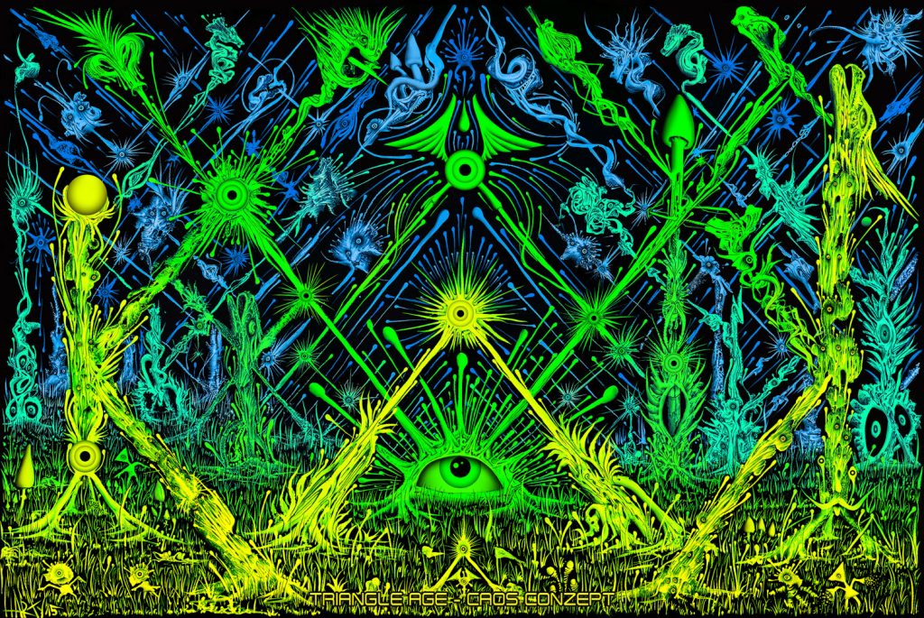 Triangle Age - Psychedelic 3D Art print on 345 g/qm canvas